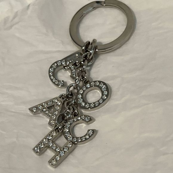 Coach | Accessories | Coachcrystal Letter Silver Key Chain Fob Purse ...